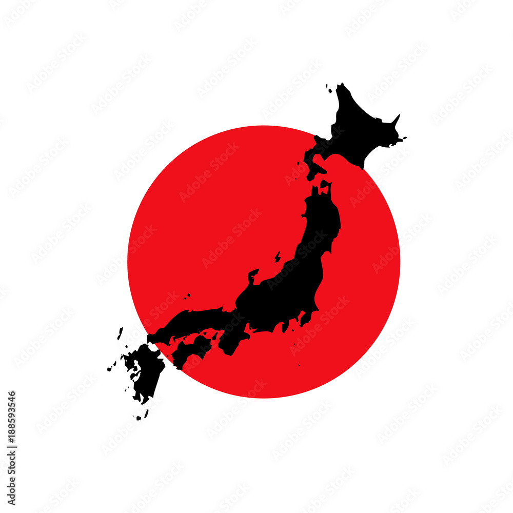 Vector Japan map on Japan flag background Stock Vector | Adobe Stock