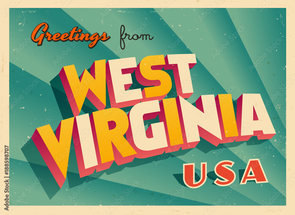 Vintage Touristic Greetings from West Virginia, USA Postcard - Vector ...