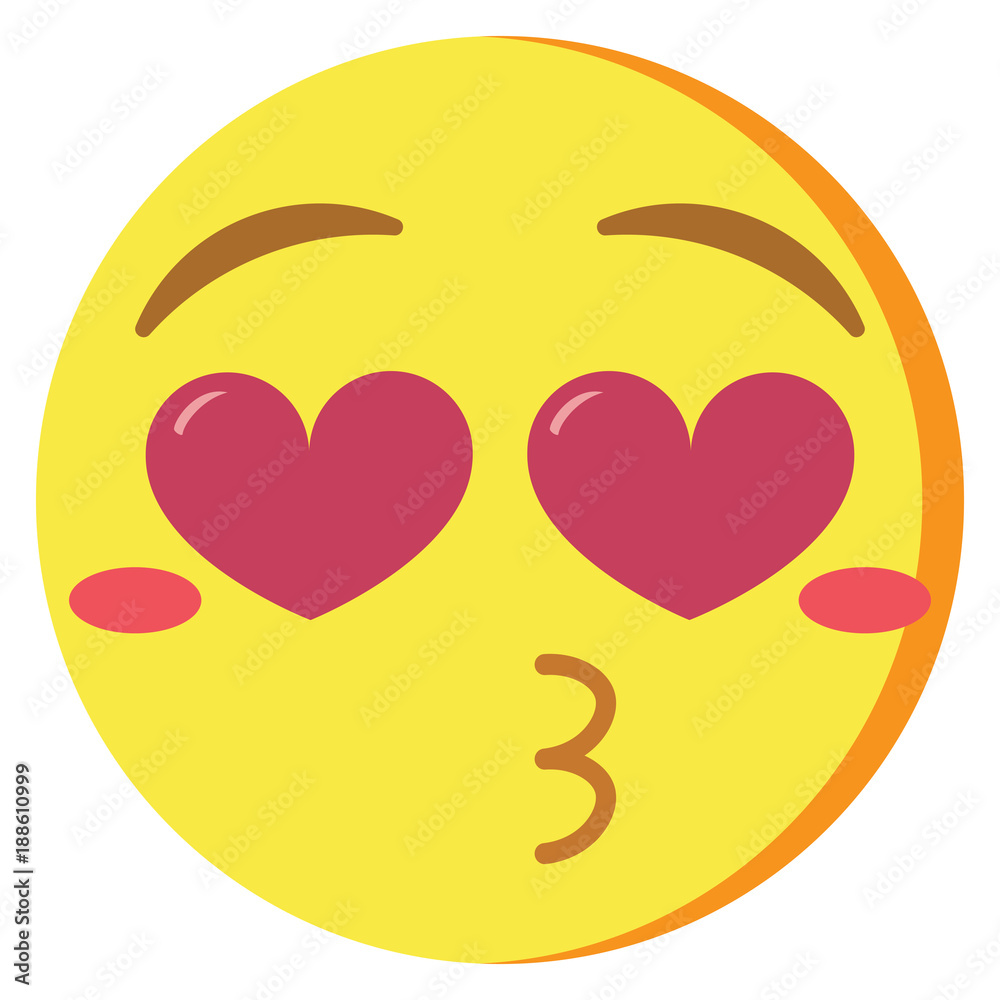 Vector cute kawaii emoji kissing colorful isolated Stock Vector | Adobe ...