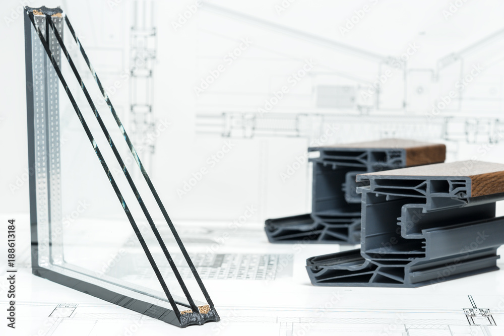 A cross section of window Design of pvc profiles for window, triple ...