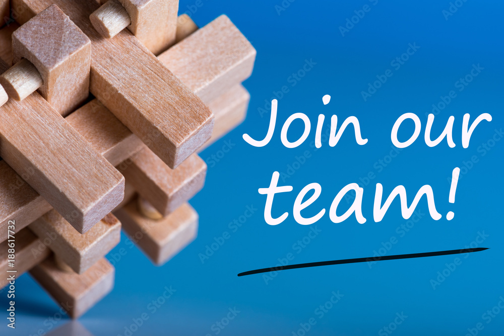 Join our team - message at blue background near macroviewed brain ...
