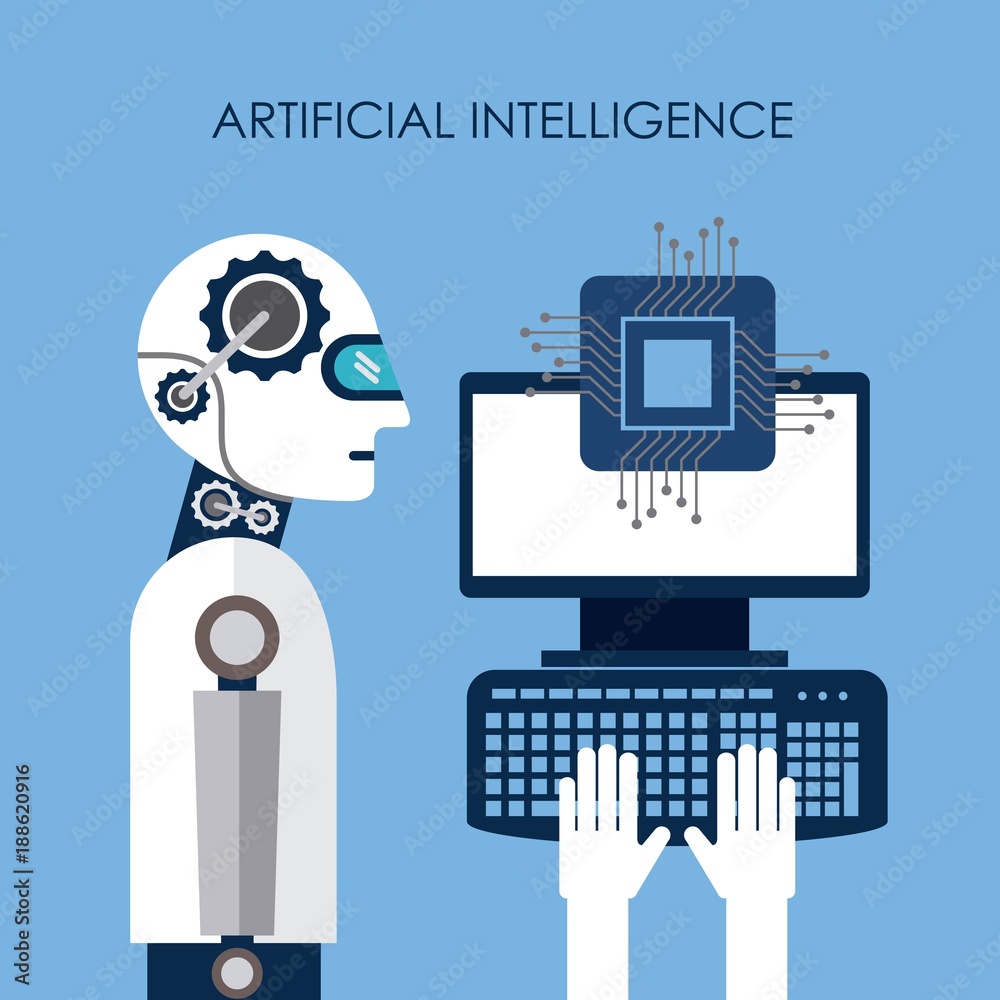 artificial intelligence computer board circuit vector illustration ...