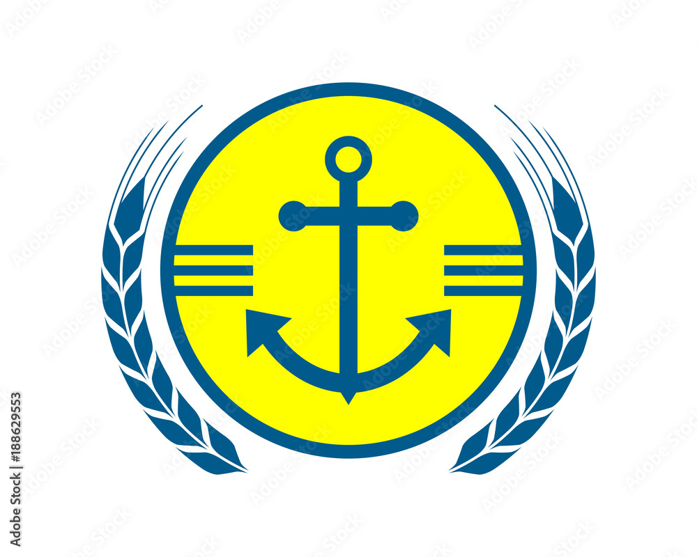 blue yellow anchor hook navy marine harbor port symbol icon image Stock ...