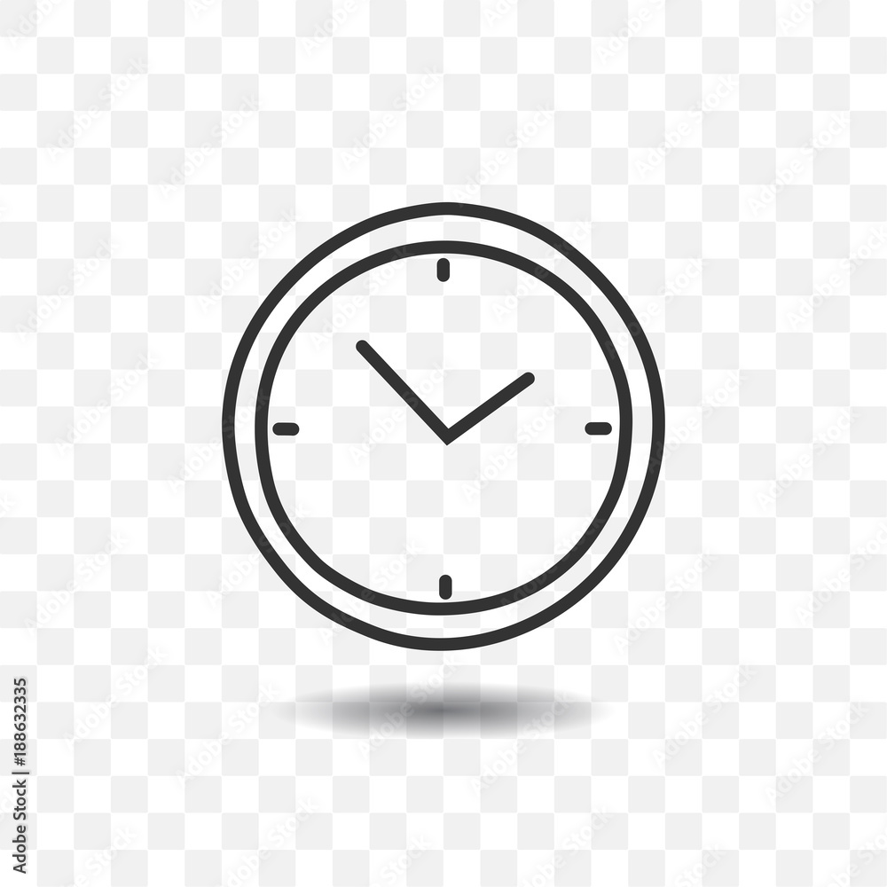 Clock timer icon with shadow on transparent background. Stock Vector ...