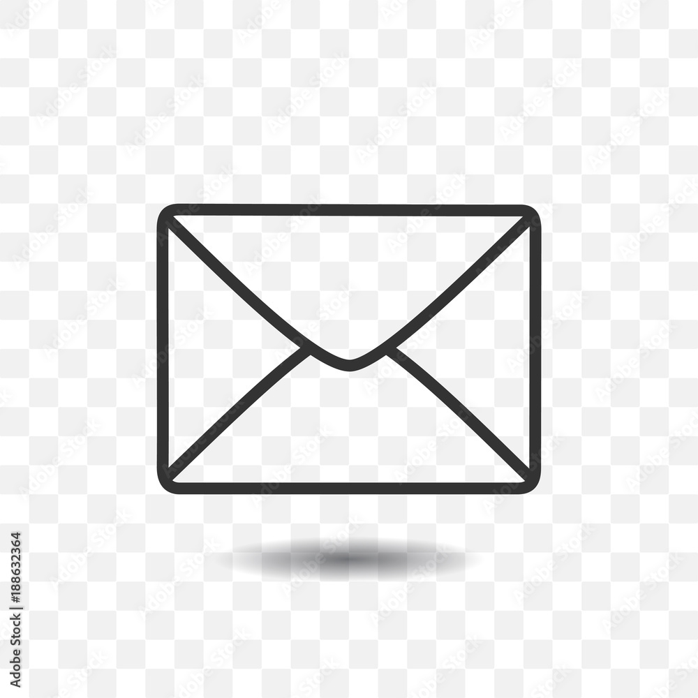 Back side envelope icon with shadow on transparent background. Stock ...