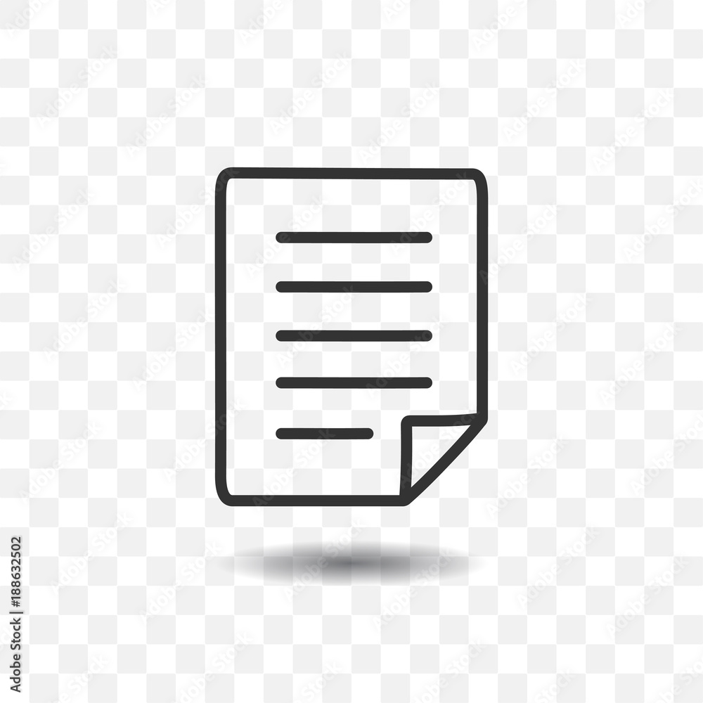 Paper document icon with shadow on transparent background. Stock Vector ...