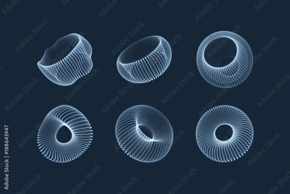 Geometric shape for design. The torus consisting of points. Molecular ...