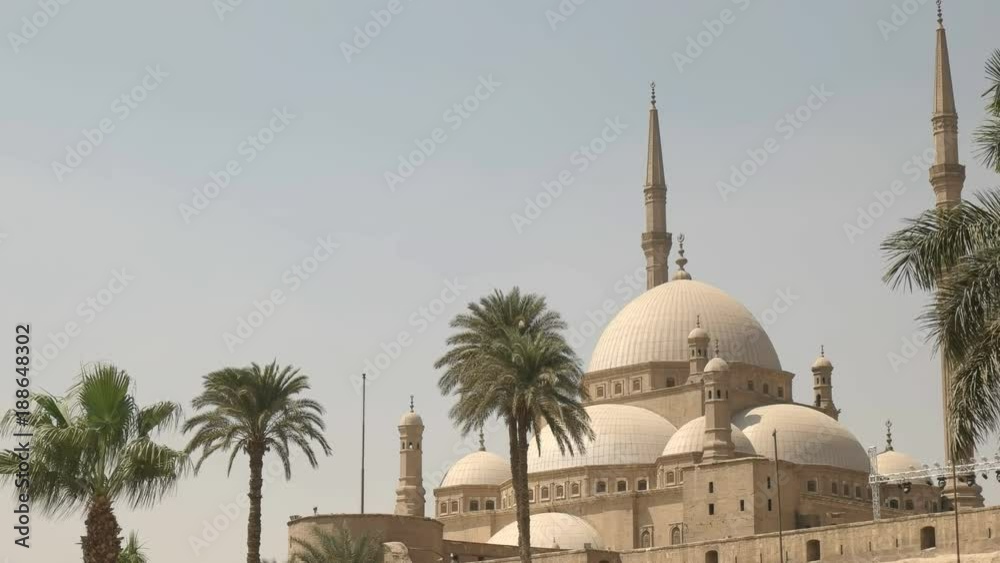 close up side view of the domes of the alabaster mosque in cairo, egypt ...