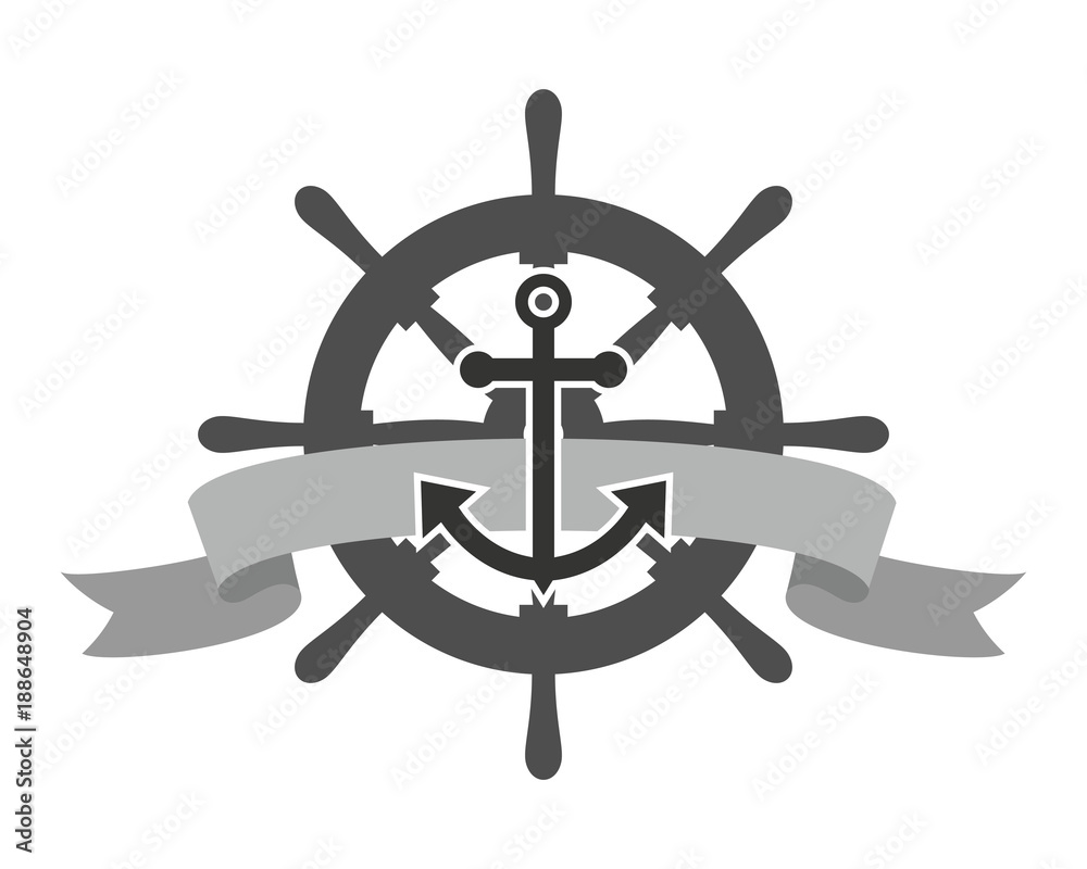 rudder anchor sailor hook harbor navy marine icon symbol image Stock ...