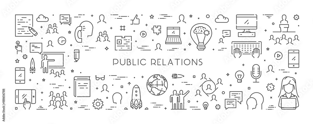Vector line web concept for public relations Stock Vector | Adobe Stock