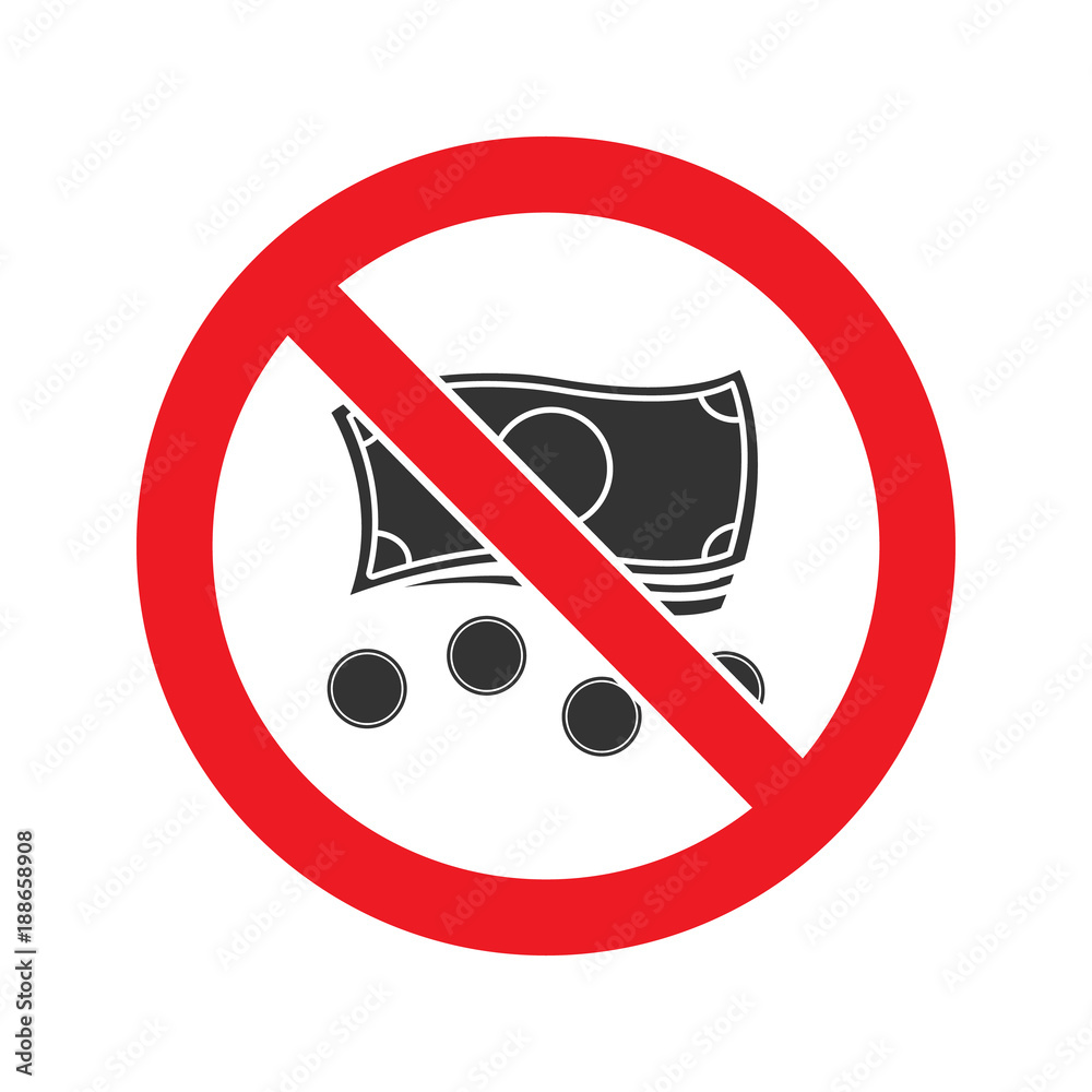 Forbidden sign with money glyph icon Stock Vector | Adobe Stock