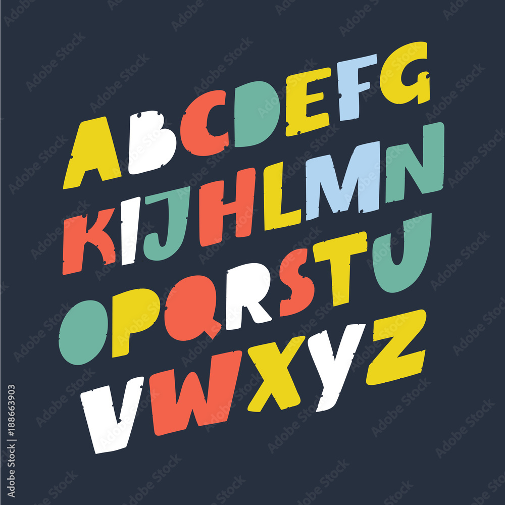 Handmade font. Vector comic letters. Funny alphabet for decoration ...