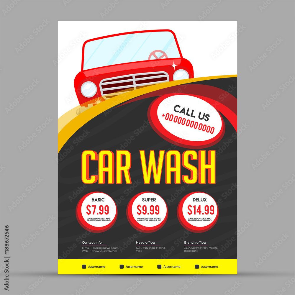 Car Wash Service Banner, Poster, Flyer or Rate Card Design for Your ...