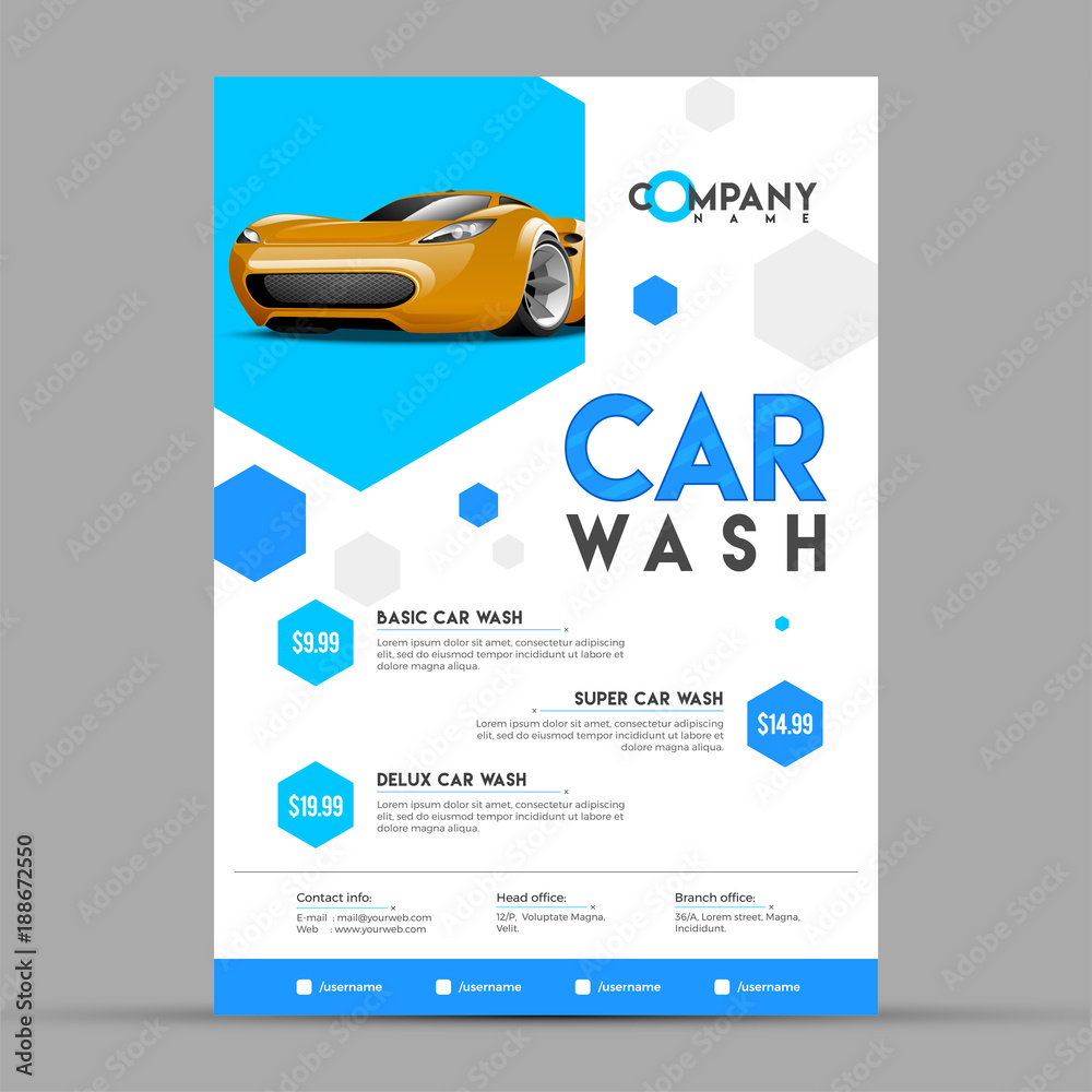 Car Wash Service Banner, Poster, Flyer or Rate Card Design for Your ...