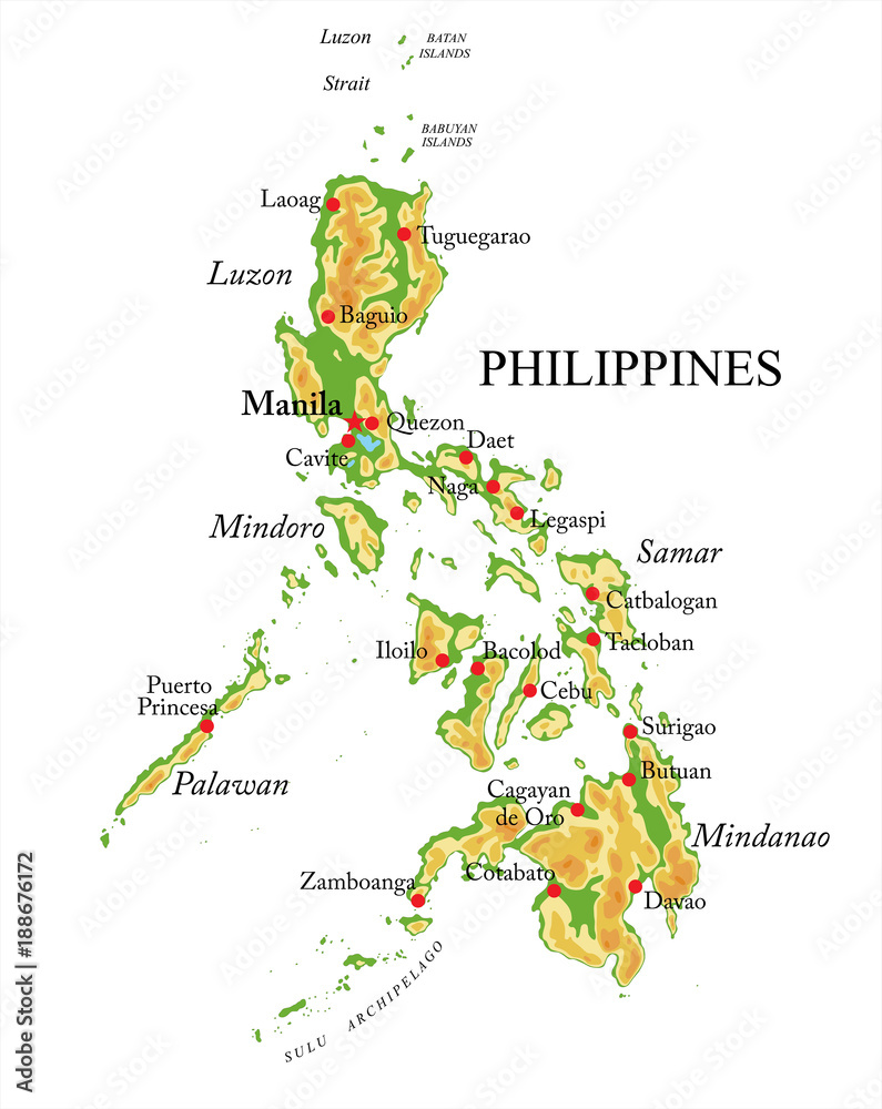 Philippines relief map Stock Vector | Adobe Stock
