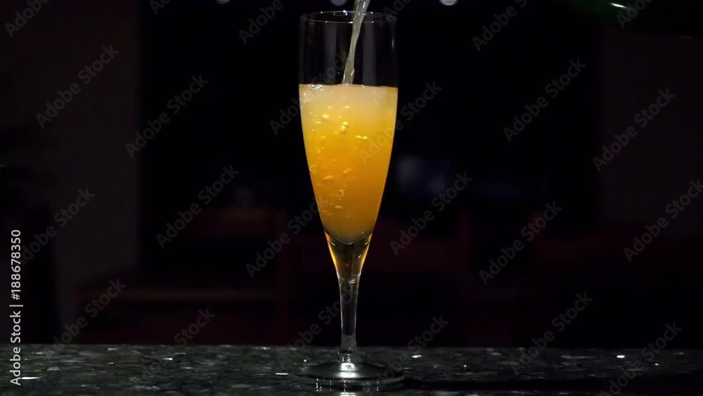 Pouring Bucks Fizz Into Glass; Kitchin Activities; Scarborough, England ...