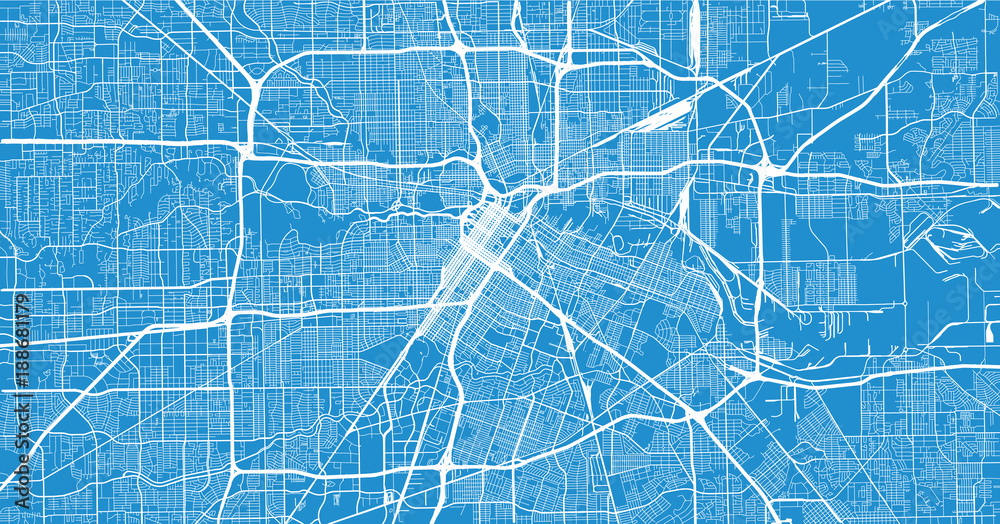 Urban vector city map of Houston, Texas, USA Stock Vector | Adobe Stock