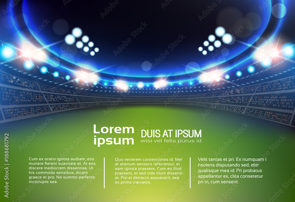 Sport Stadium With Lights And Tribunes Template Infographic Background ...