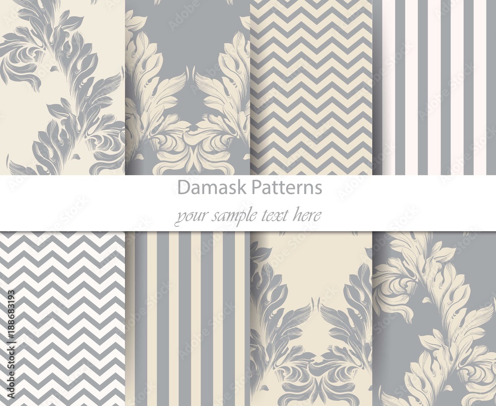 Acanthus leaf pattern set Vector. Classic Baroque ornament decor ...