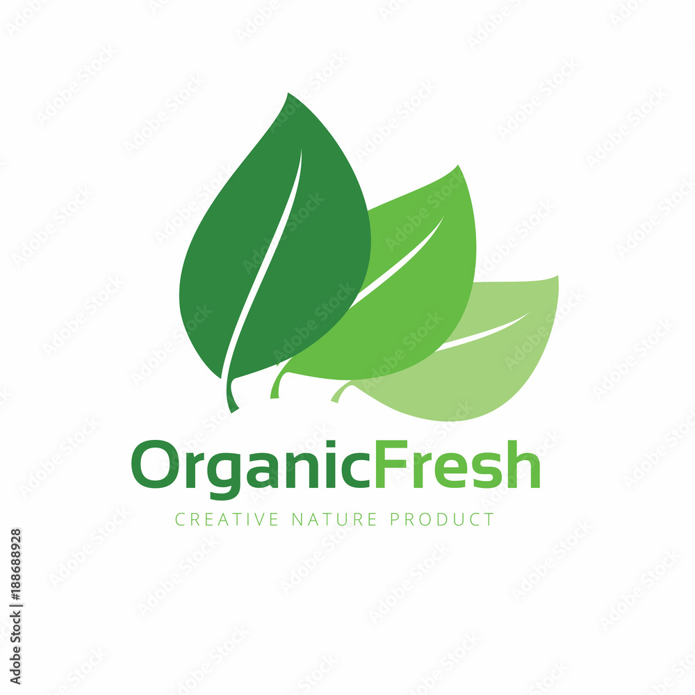 Organic logo. Green and natural product icons. Fresh food and eco ...
