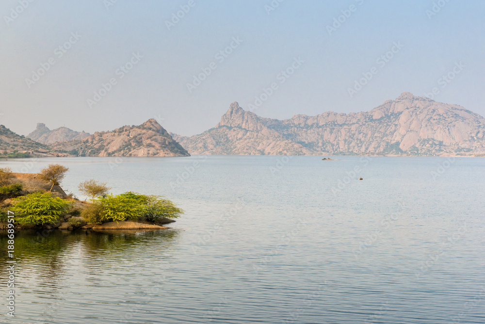 view over Jawai Dam near Bera, Rajasthan Stock Photo | Adobe Stock