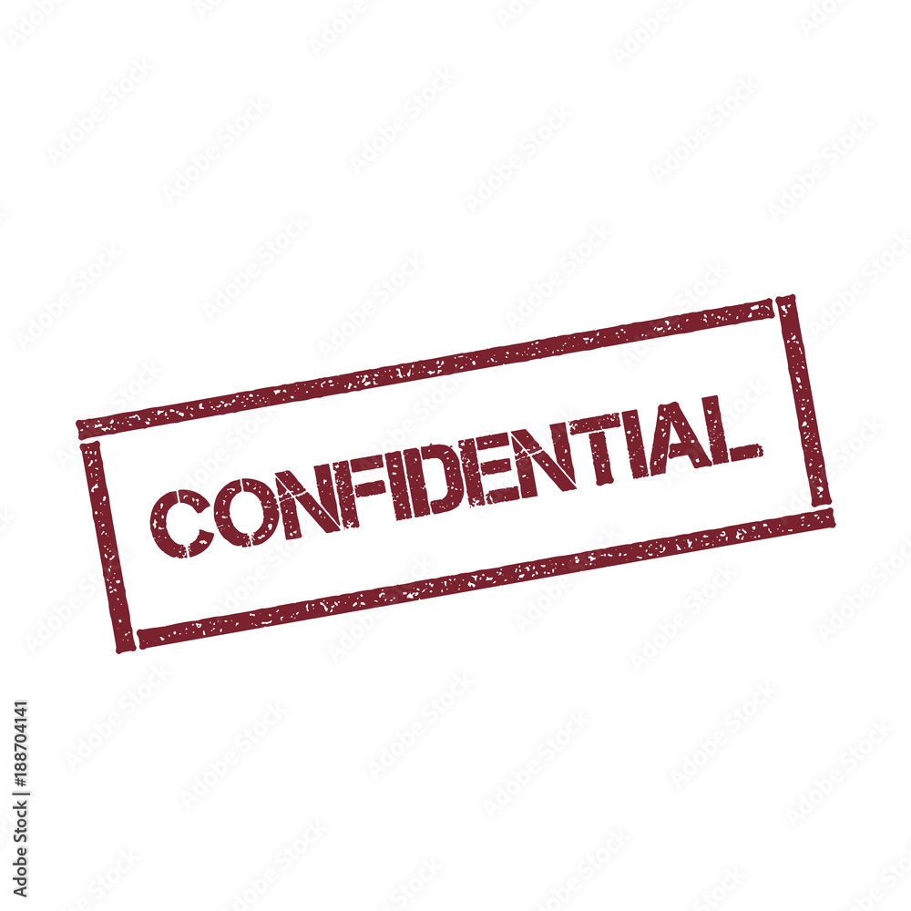 Confidential rectangular stamp. Textured red seal with text isolated on ...