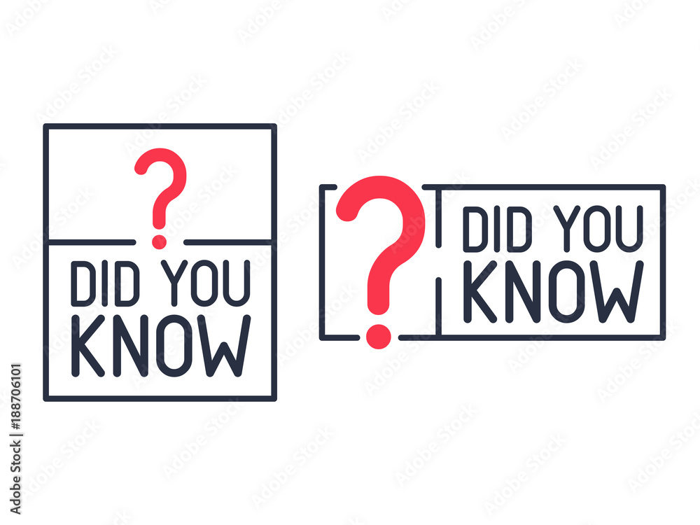 Did You Know Question mark Label. Flat vector illustration on white ...
