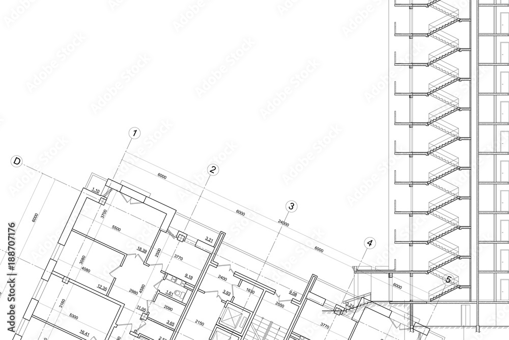 Architectural technical drawing- background Stock Vector | Adobe Stock