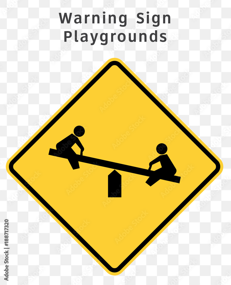 Road sign. Warning. Playgrounds. Vector illustration on transparent ...