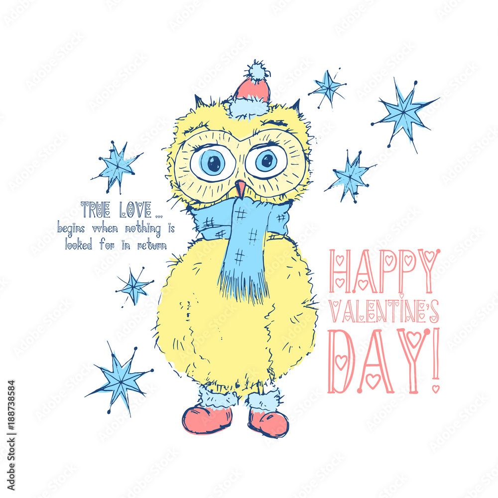 Cute Happy Valentines Day Owls