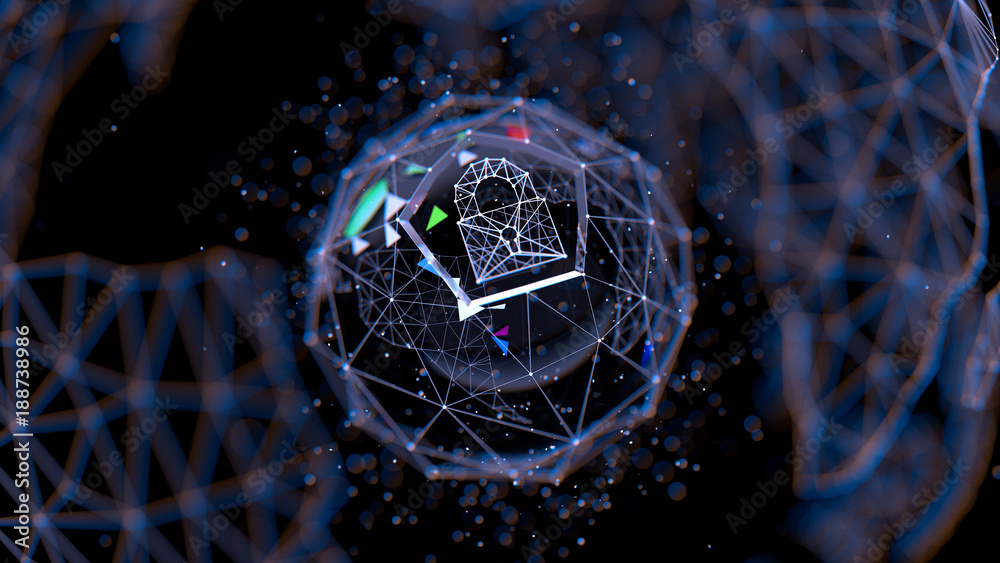 Abstract crypto cyber security technology on global network background ...