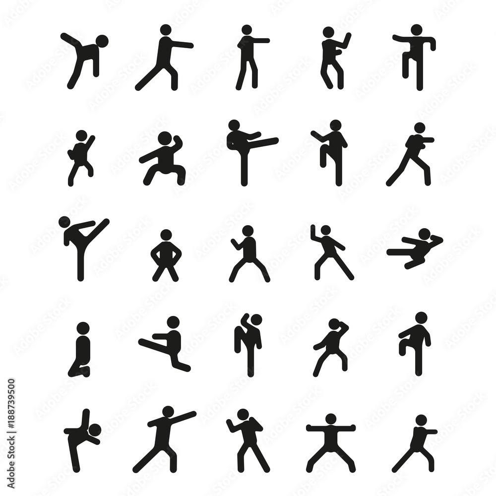 Different karate poses. Vector illustration with different karate poses ...