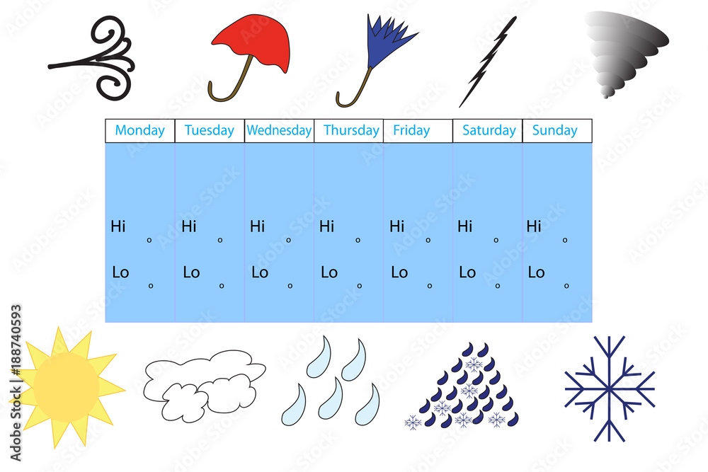 7 day forecast template Stock Vector | Adobe Stock
