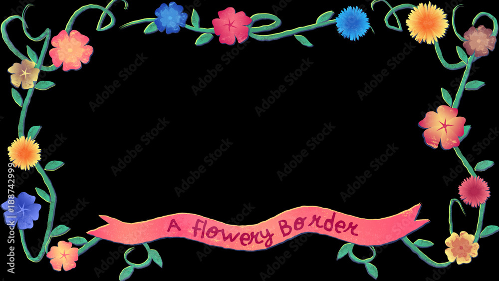 Hand Drawn Flower Border Title Stock Template | Adobe Stock