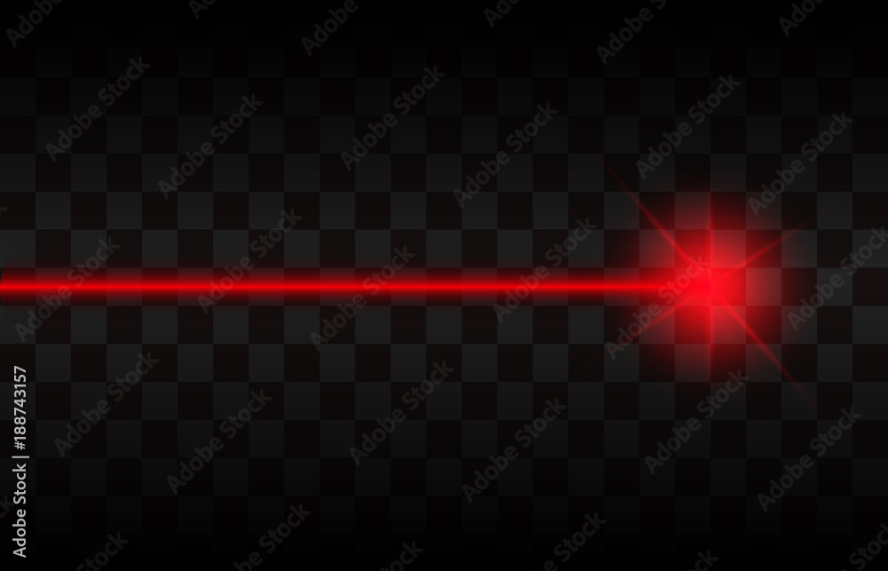 Abstract red laser beams. Isolated on transparent black background ...