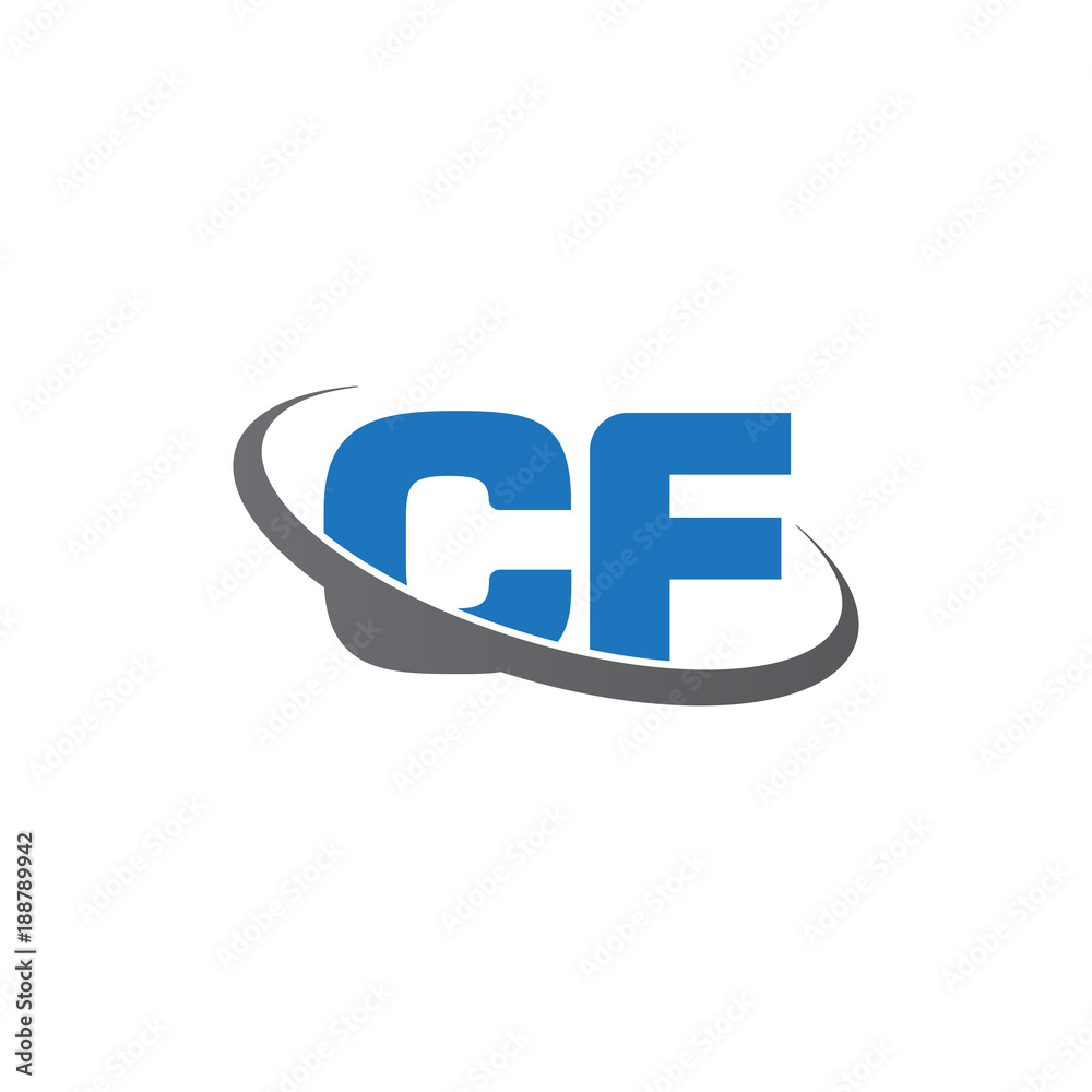 Initial letter CF, overlapping swoosh ring logo, blue gray color Stock ...