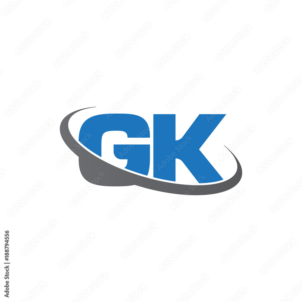 Initial letter GK, overlapping swoosh ring logo, blue gray color Stock ...