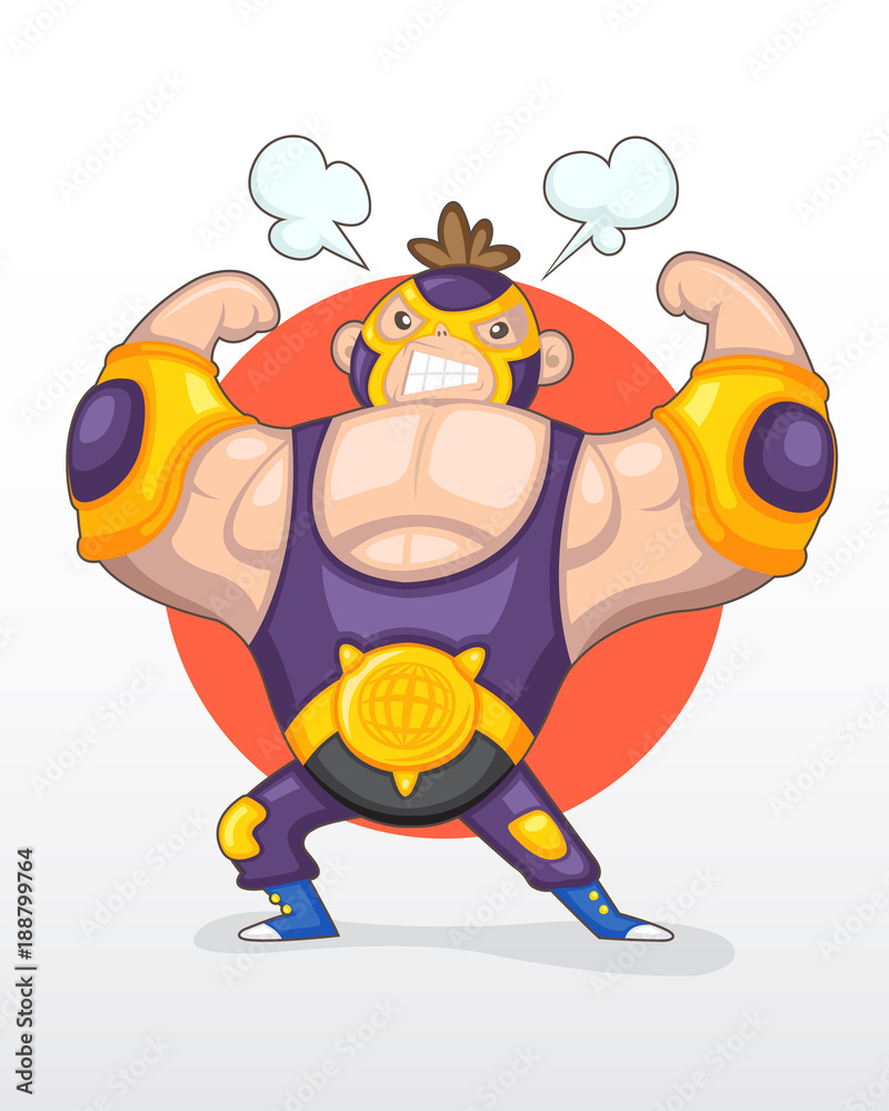 Cute cartoon wrestler illustration Stock Illustration | Adobe Stock