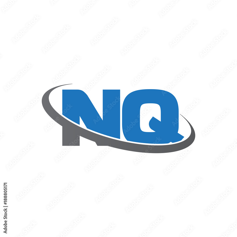 Initial letter NQ, overlapping swoosh ring logo, blue gray color Stock ...