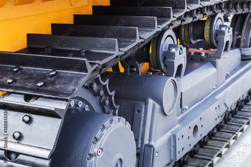 chassis of the tractor and bulldozer. different parts of Construction ...