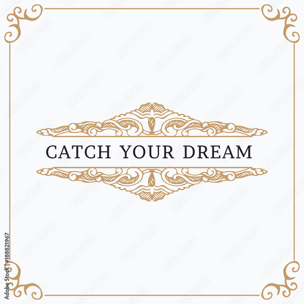 Monogram creative card template with beautiful flourishes ornament ...