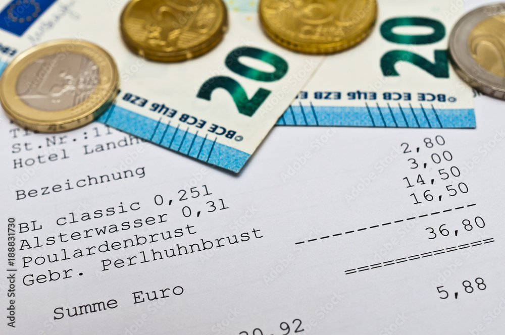 Rechnung Restaurant Stock Photo | Adobe Stock
