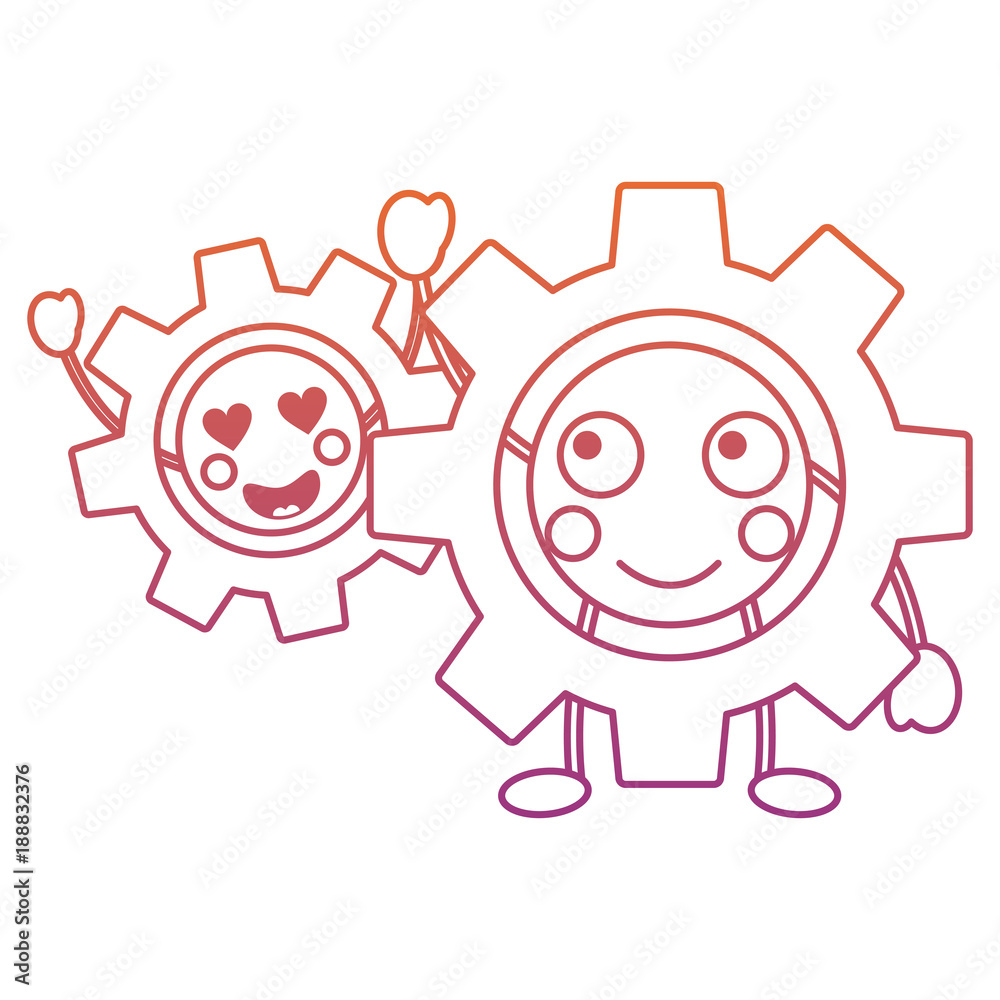kawaii gears motion and mechanics cartoon vector illustration blur line ...