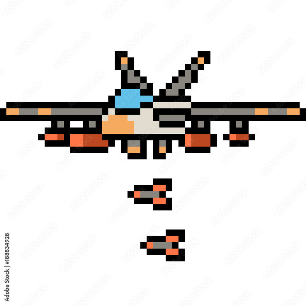 vector pixel art jet plane Stock Vector | Adobe Stock