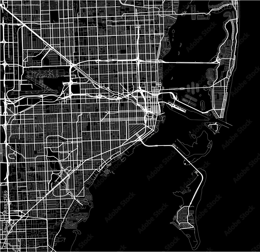 vector map of the city of Miami, USA Stock Vector | Adobe Stock