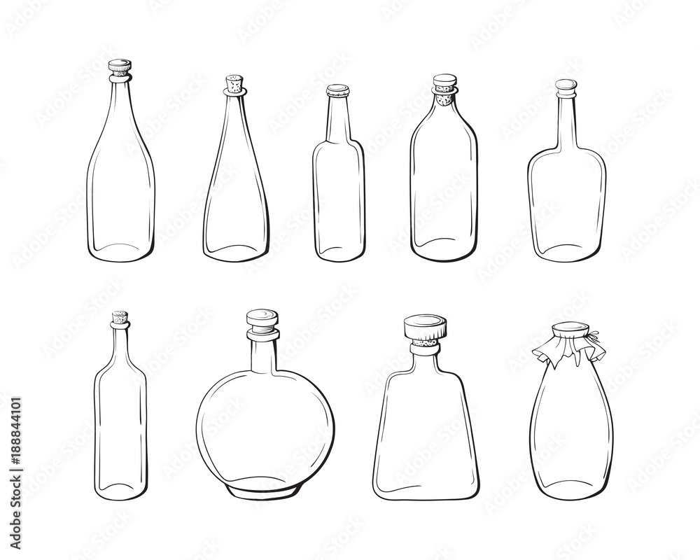 Sketch bottles. Stock Vector | Adobe Stock