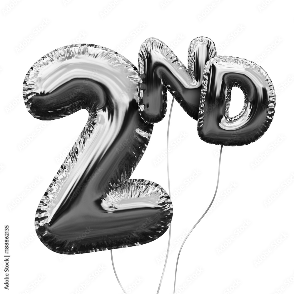 Gold number 2 foil birthday balloon isolated on white. Golden party ...