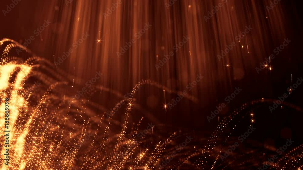 gold seamless abstract background with particles. Virtual space with ...