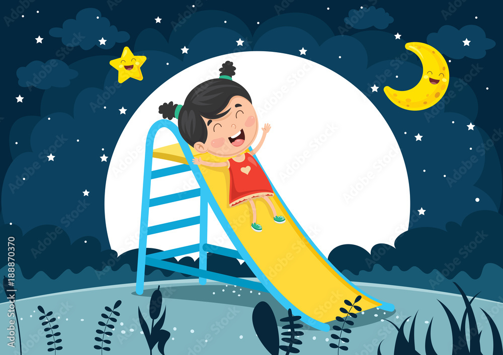 Vector Illustration Of Kid Sliding Stock Vector | Adobe Stock