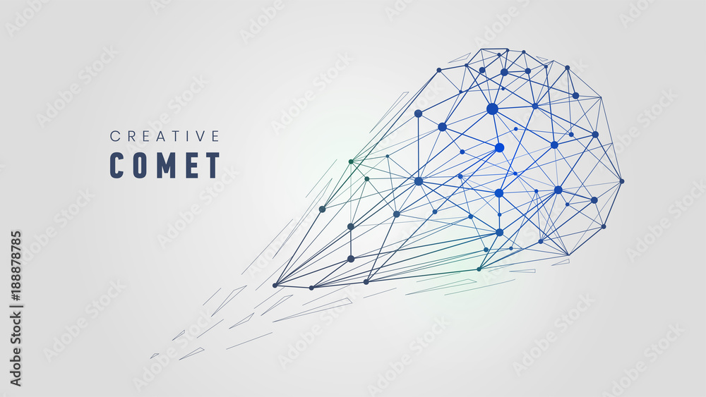 Creative low poly comet. wireframe mesh structure. Template corporate ...